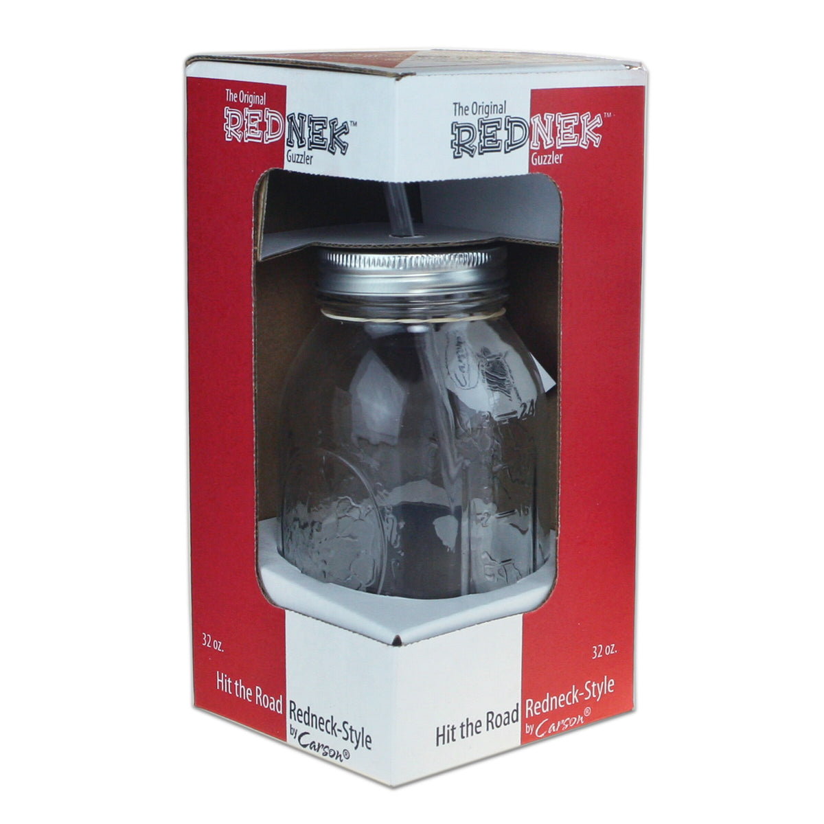 The Original Red Nek Guzzler Mason Jar with Straw 32oz – CountrySense
